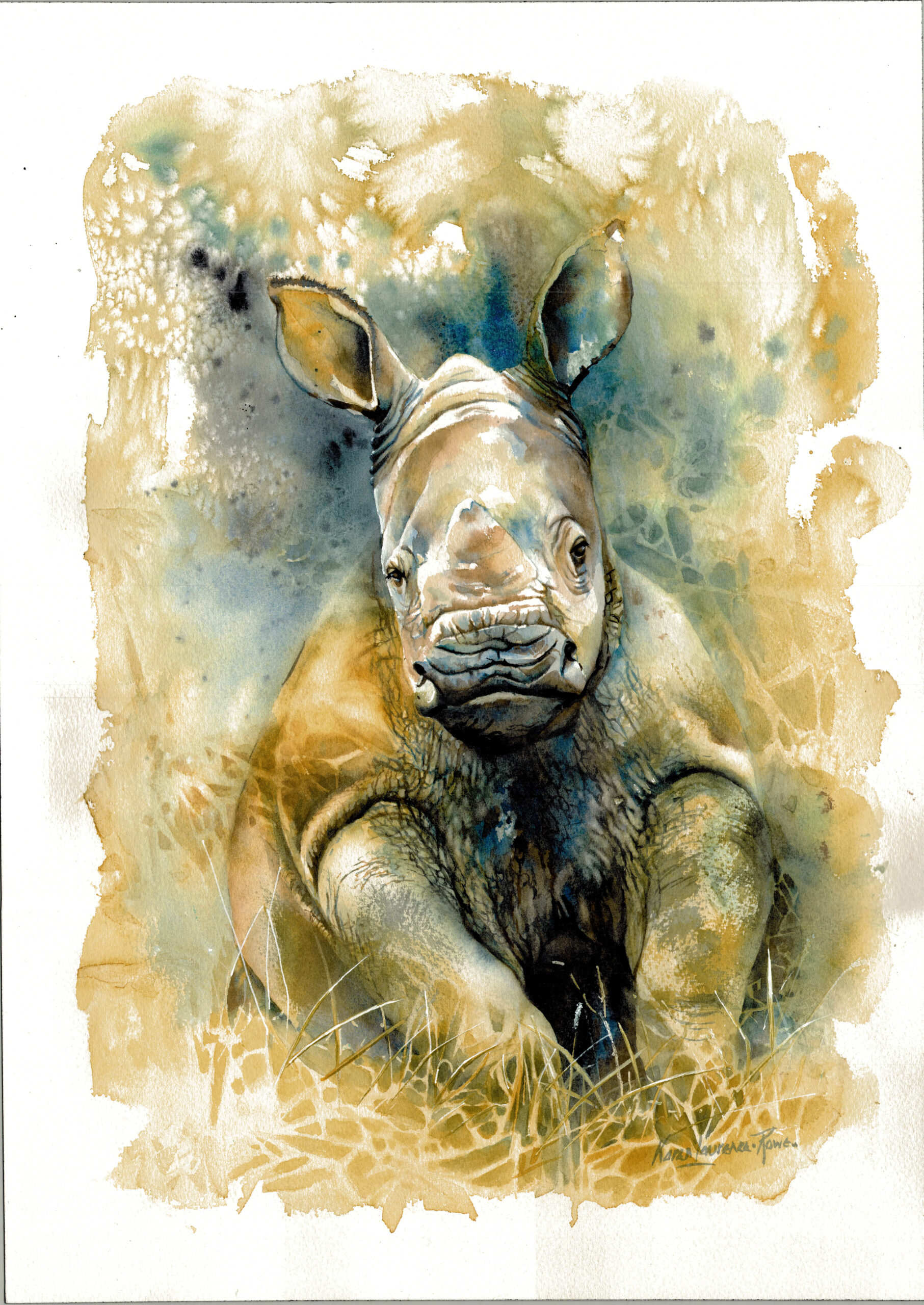 Karen Laurence Rowe 'Sitting Colin' Greeting Card - Helping Rhinos ...